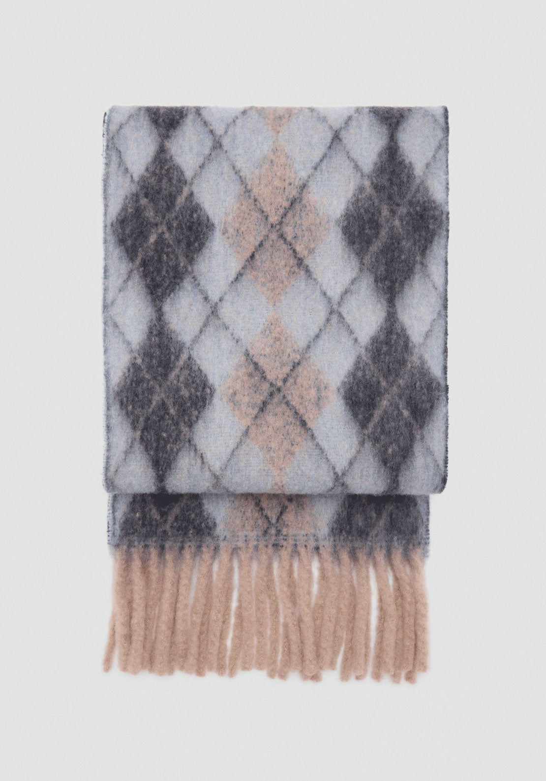 Diamond Pattern Scarf With Fringes - Blue – Shaws
