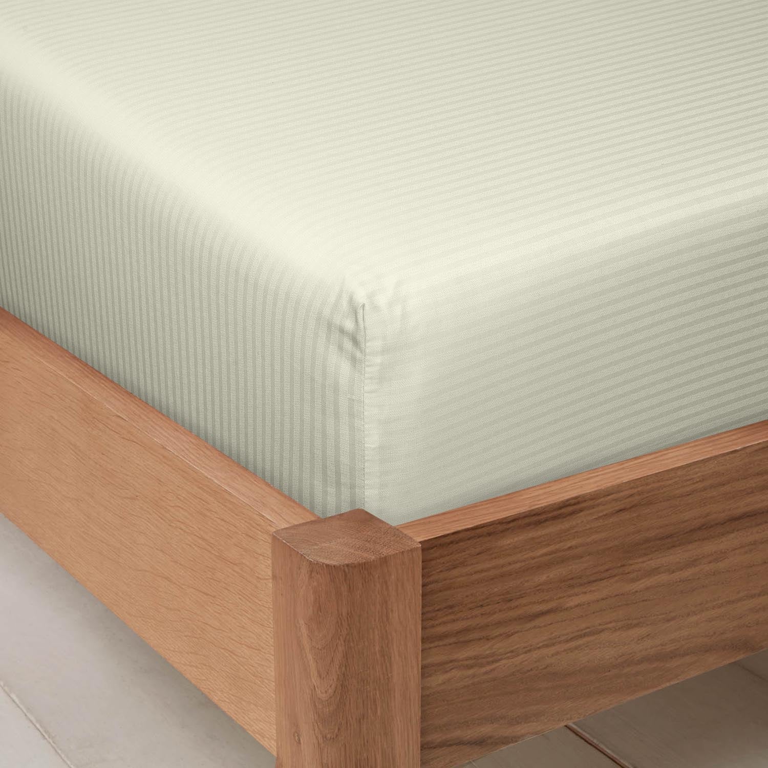 300 TC Satin Stripe Fitted Sheet - Cream – Shaws