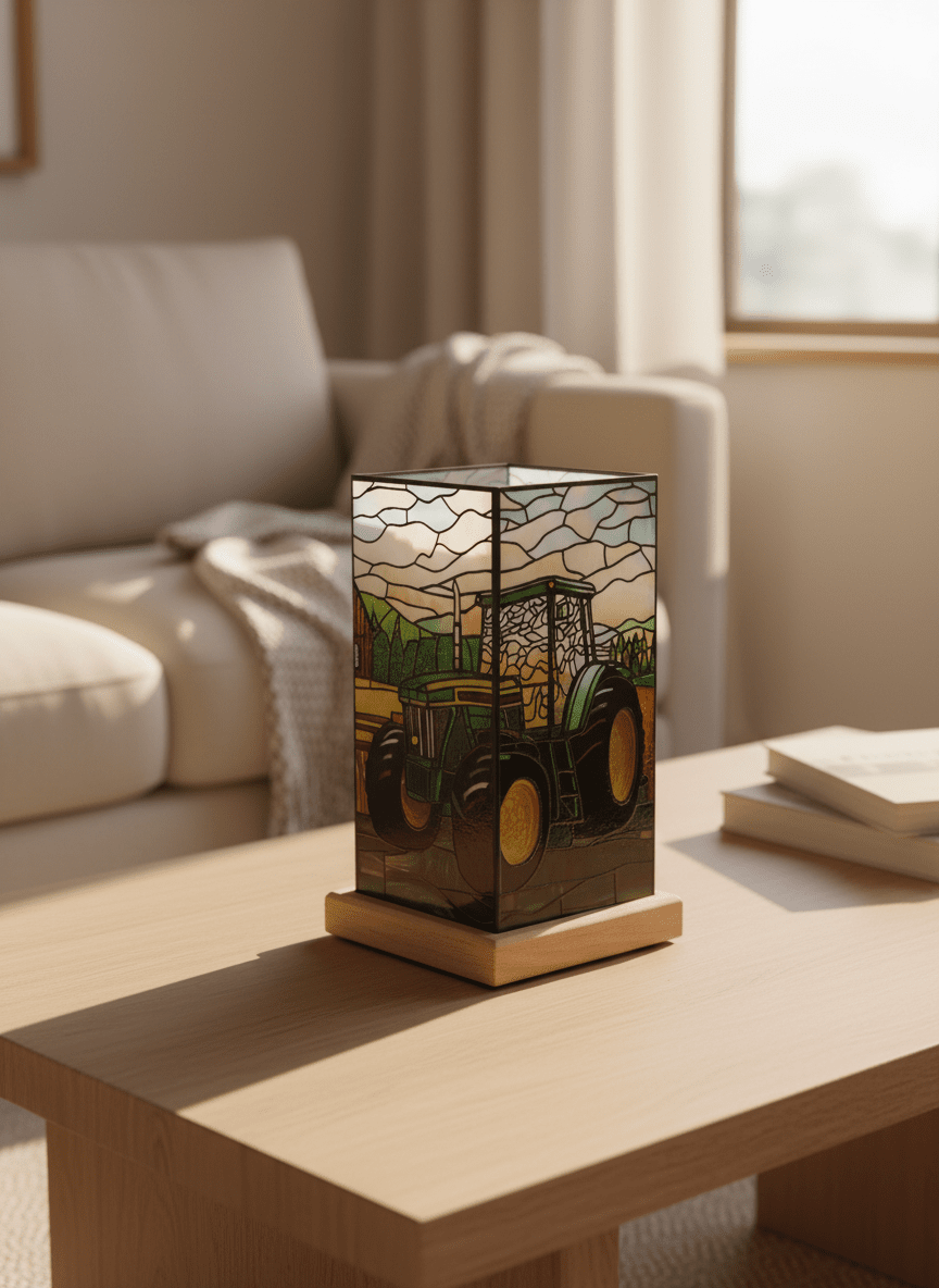 Stained Glass Tractor Lamp - Multi – Shaws