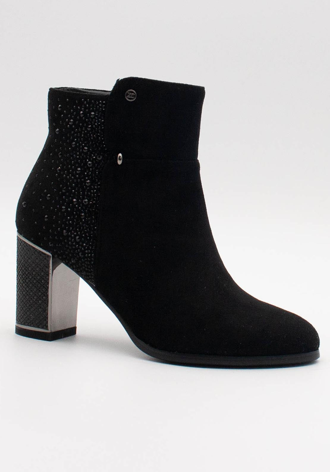 Low Heel Diamante Ankle Boot - Ink Sparkle – Shaws