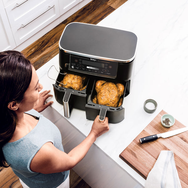 AF451 Ninja Dual Air Fryer 9.5L with Smart Cook Probe - Black - Shaws